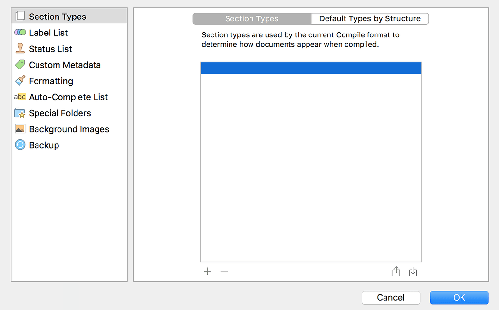 Project Settings/Section Types disappeared again - Scrivener for macOS - Literature & Latte Forums