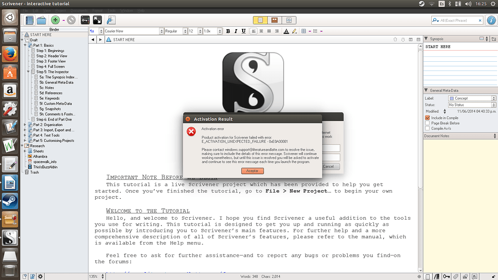 PLEASE HELP I GET AND ERROR WITH THE ACTIVATION OF SCRIVENER - Scrivener for Windows ...