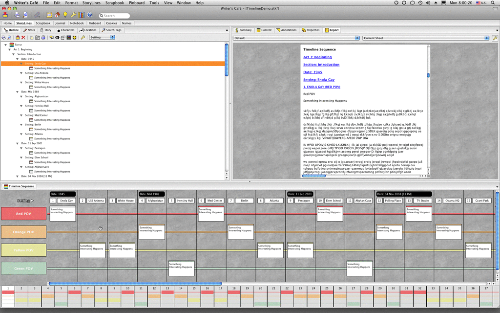 Writer's Cafe Storyline as Timeline Surrogate - Other Software & Development - Literature ...