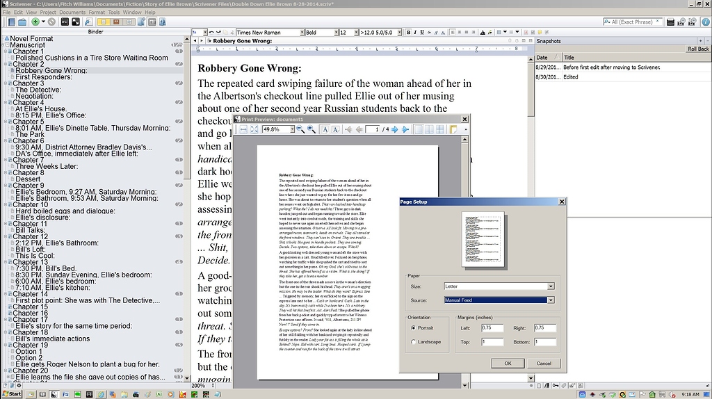 Disconnect between editor window/ruler display and settings. - Scrivener for Windows ...