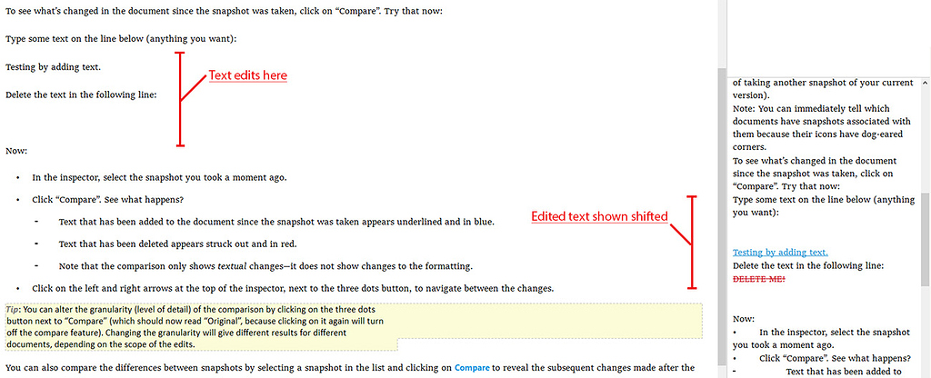 [Bug][RC5] Snapshot compare feature shows added text in shifted position - Windows Beta ...