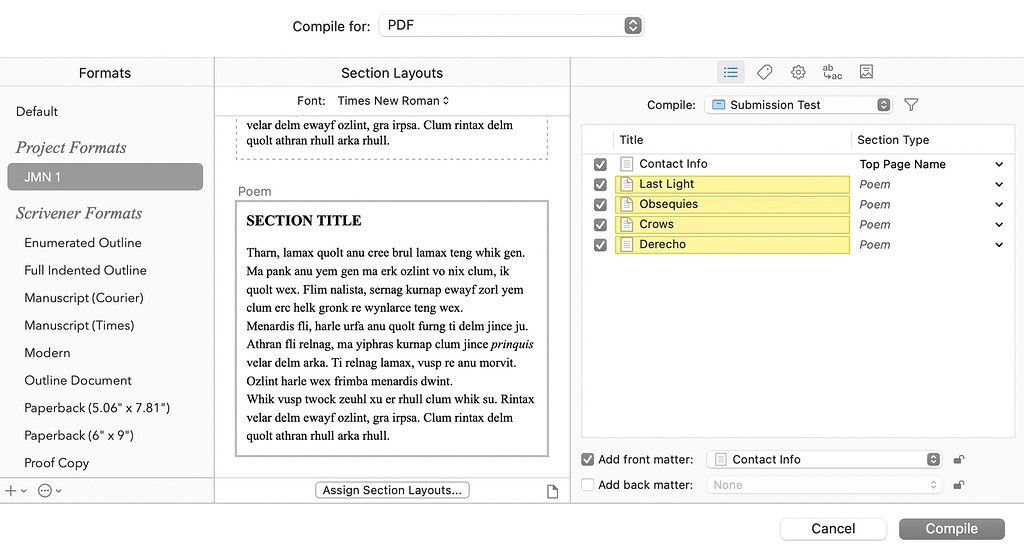 Compiling packet of poems - Scrivener - Literature & Latte Forums