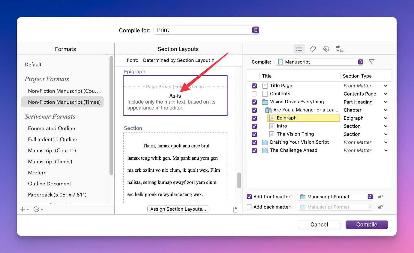 How to Set Up Chapter Epigraphs - Scrivener - Literature & Latte Forums