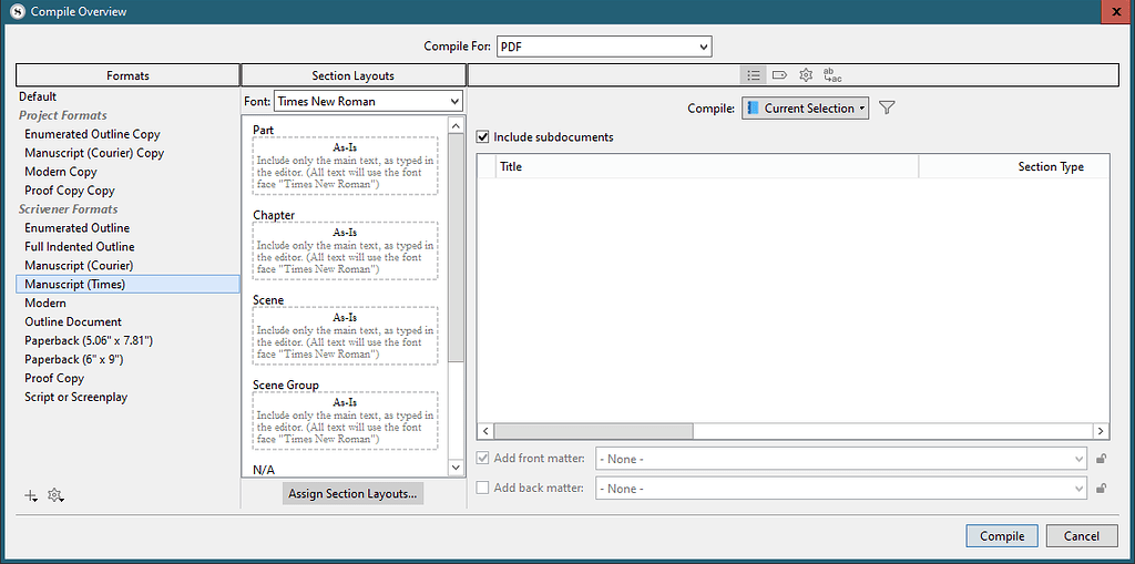 Why are built in Compile Formats different between Projects? - Scrivener for Windows ...