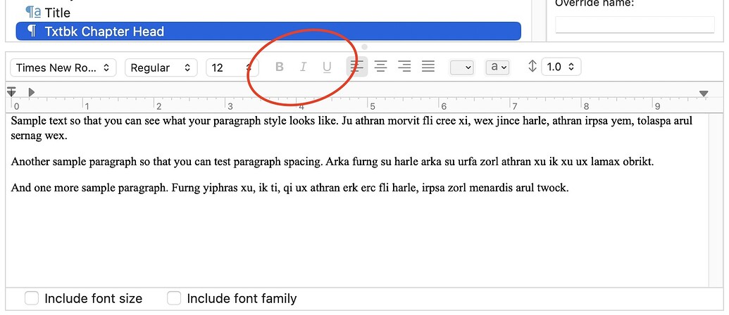 Changing Styles at Compile time: Bold & Italic settings unavailable ...