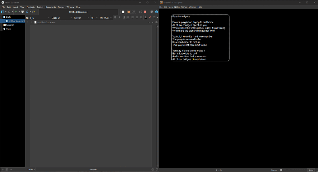 When i move sentence from Scapple to Scrivener, Why is there an ...