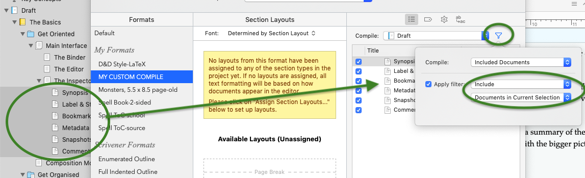 How to select some items for compile - Scrivener for macOS - Literature & Latte Forums