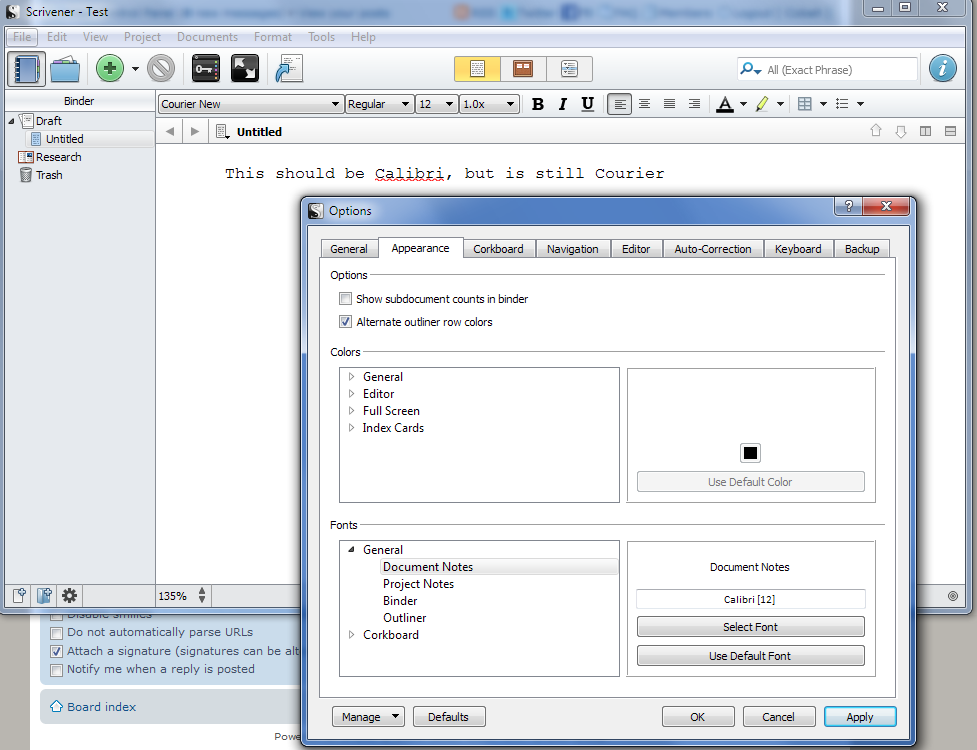 Unable to change default font setting - Scrivener for Windows ... Unable to change default font setting - Scrivener for Windows ...
