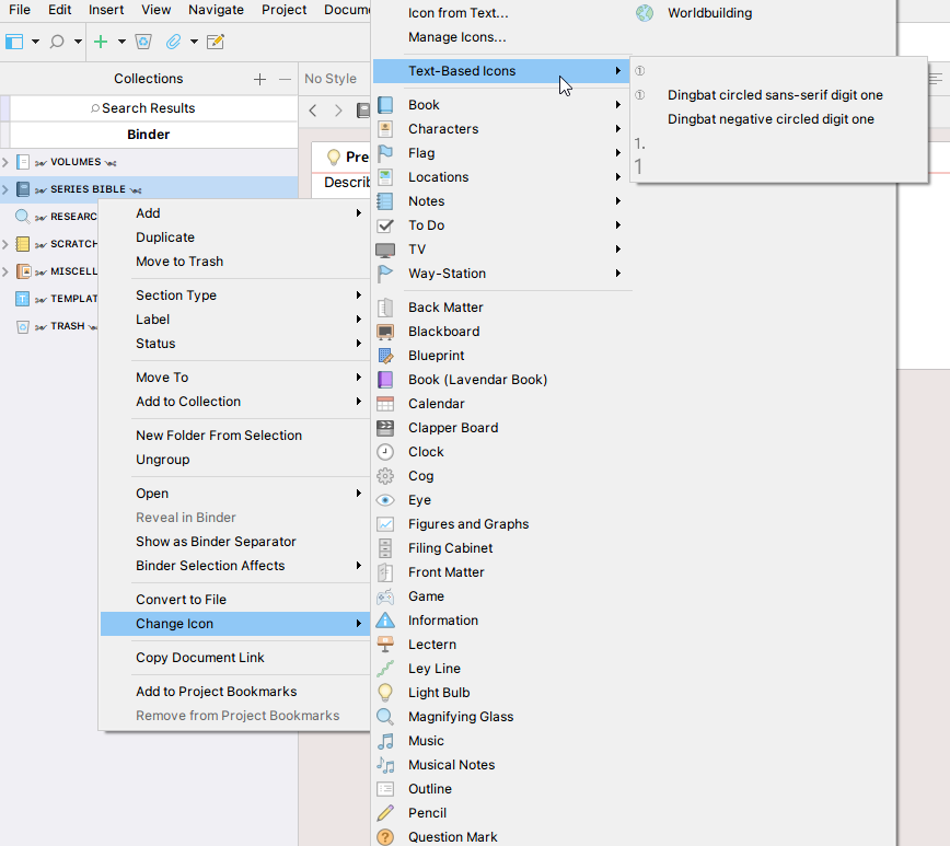 How to delete text-based icons - Scrivener for Windows - Literature & Latte Forums
