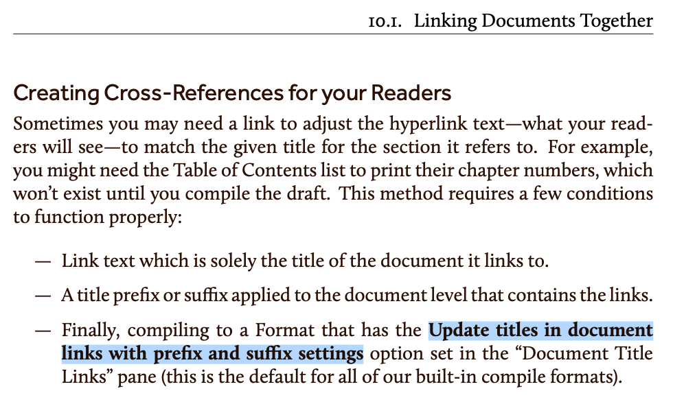 Update titles in document links with prefix and suffix settings option set in the “Document ...