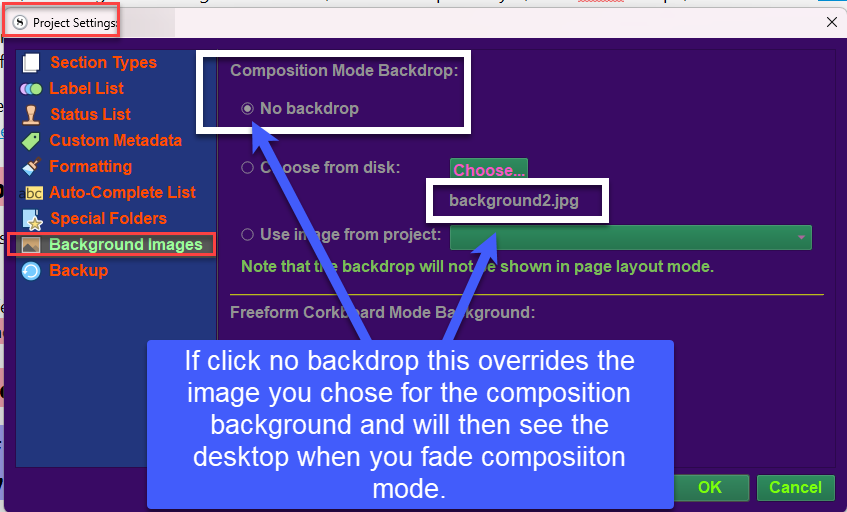 Scrivener Windows Composition Mode with Background Image: Changing Opacity fades the image ...