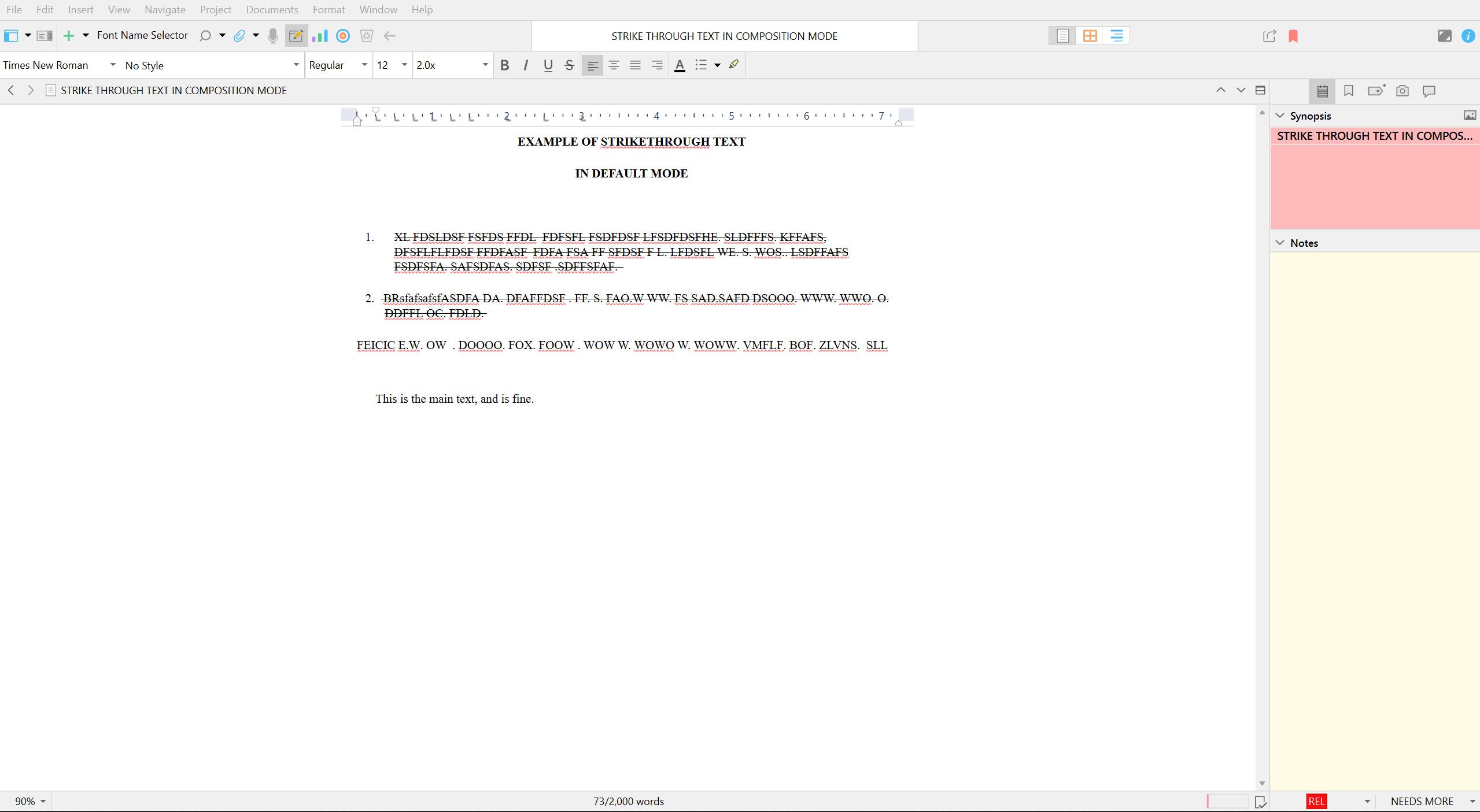 Some Strike Through Text Not Displaying in Composition Mode - Scrivener for Windows - Literature ...