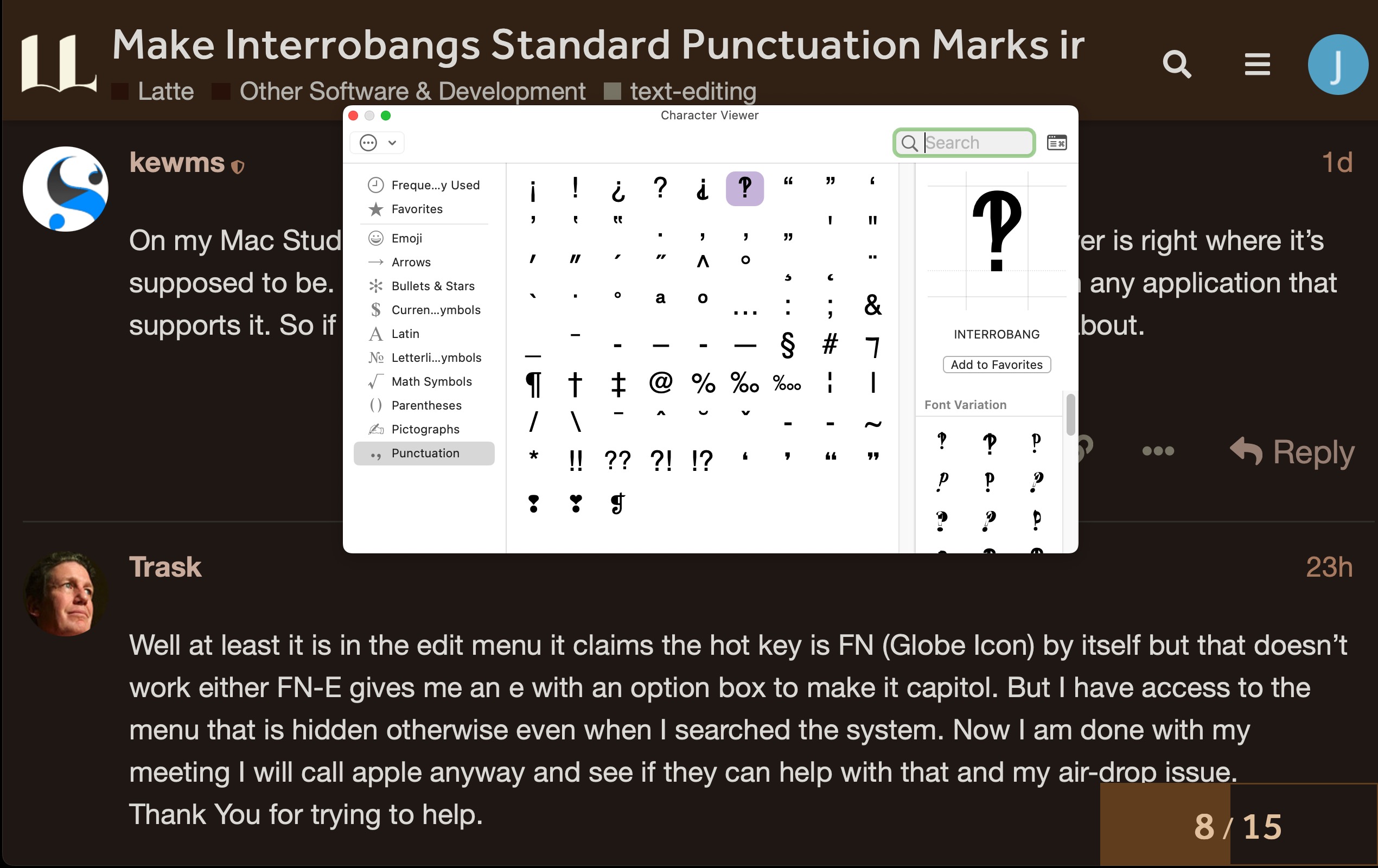 Make Interrobangs Standard Punctuation Marks in all fonts - Other Software & Development ...