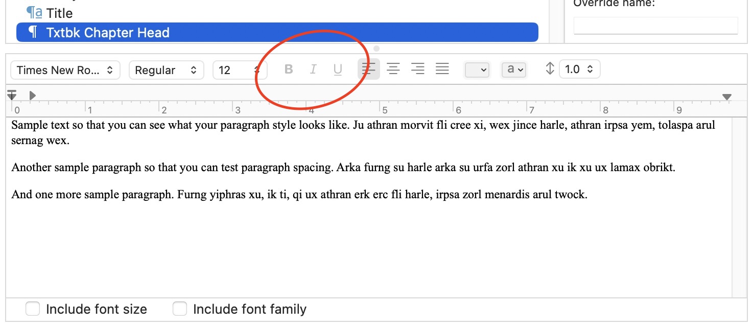 Changing Styles at Compile time: Bold & Italic settings unavailable ...